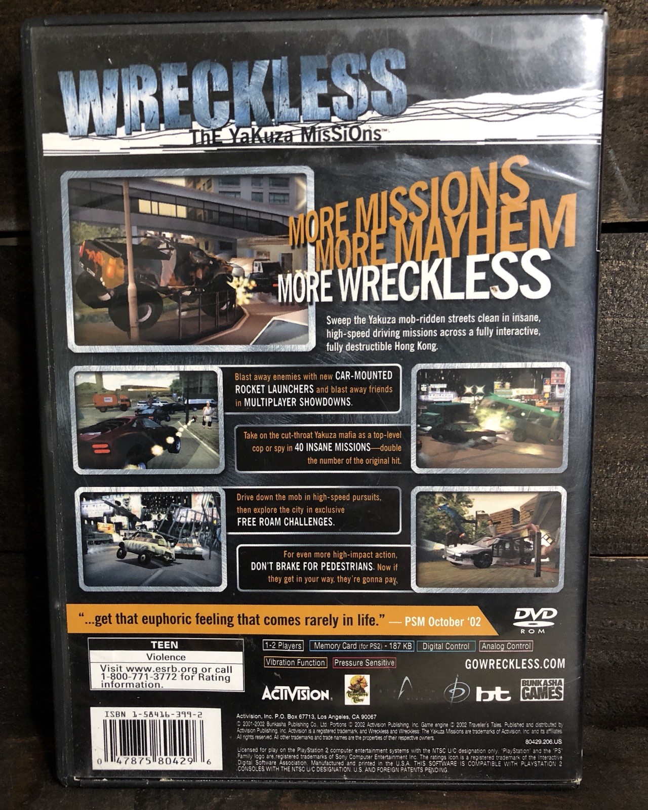 🏎 Wreckless: The Yakuza Missions (Sony PlayStation 2) No Manual ...