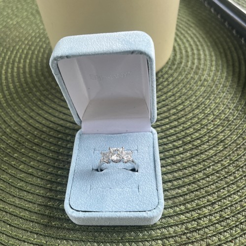 QVC JCM Diamonique 3 Stone Princess Cut 925 Silver Ring Size 10.25 | eBay