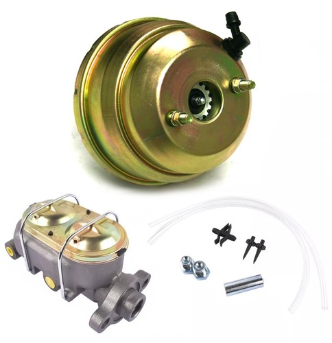 7" Zinc Street Rod Rat Rod Dual Power Brake Booster w/ Bail Top Master ...