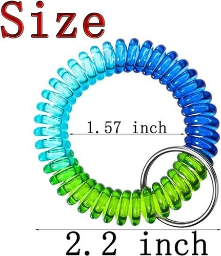 12 Pcs Wristlet Keychain Flexible Spiral Coil Wrist Band Bracelet Key ...
