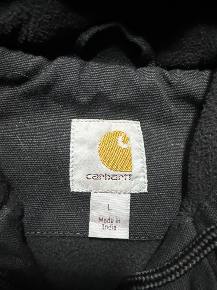 Carhartt Hooded Vest Black Insulated Canvas Hoodie 103837 Size Large L ...