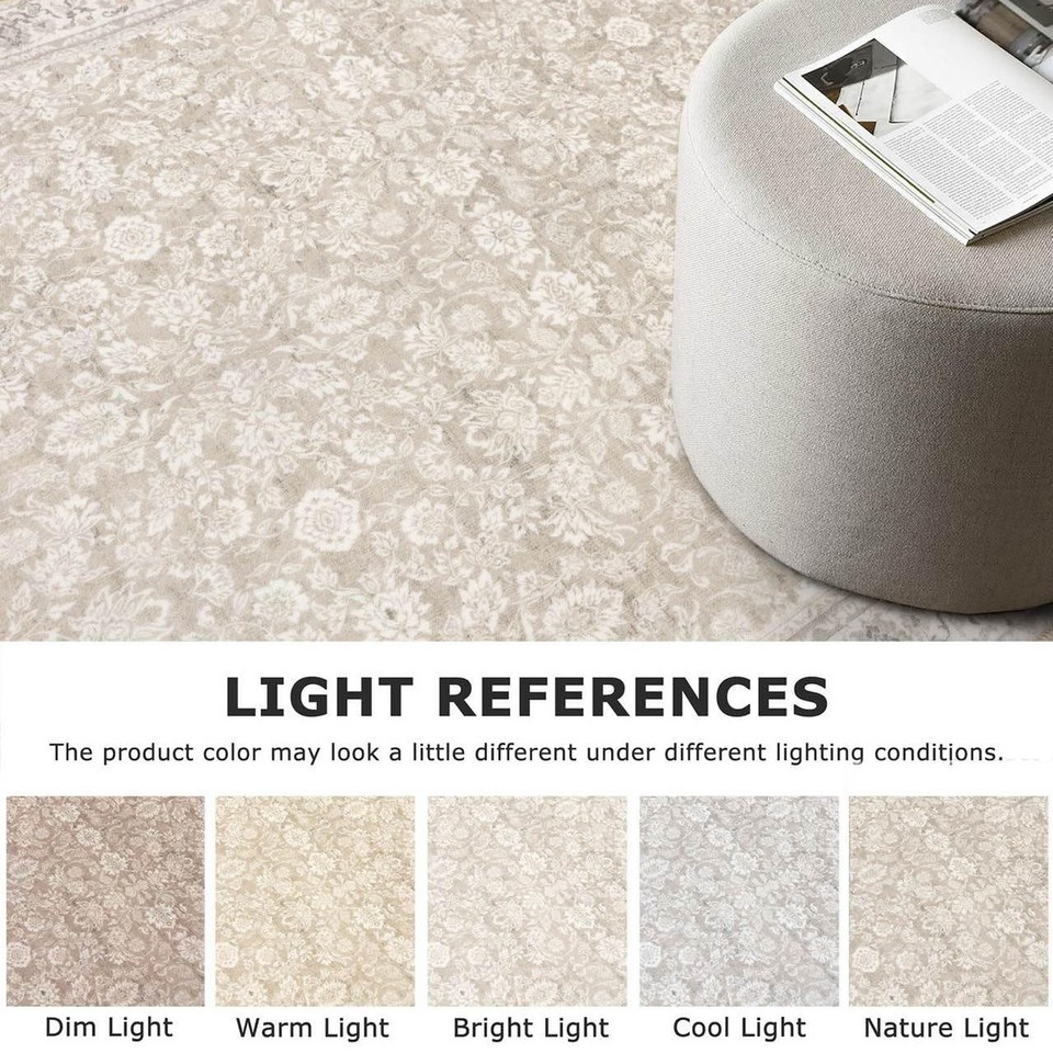 2x8 Washable Runner Rug for Hallways, Cream Beige White Grey Soft ...