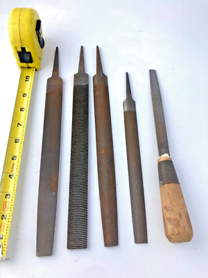 Lot Of 5 Assorted Files ~ Vintage Tools Shop Cleanout Half Round Flat ...