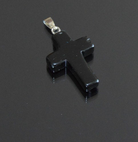 Kreuz Anhänger Achat Schwarz Cross Natursteine Natur Edelstein 34 mm X ...