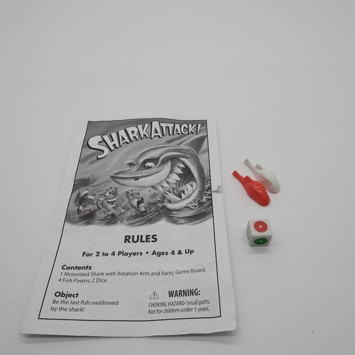 Vtg 1988 Shark Attack Board Game Replacement Parts Manual die 2 fish | eBay