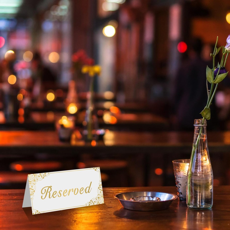 18 Pack Gold Reserved Table Signs for Wedding Party Restaurant - Double ...