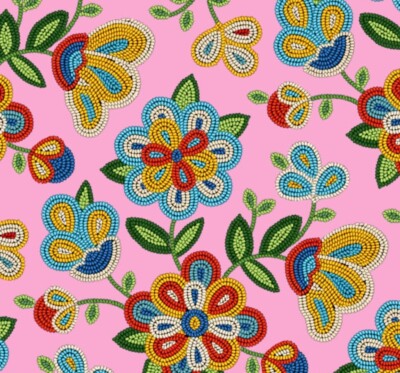 Elizabeth Studio Pink Tucson Beaded Flower Cotton Quilt Fabric by the ...