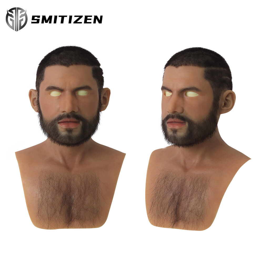 SMITIZEN Realistic Silicone Male Mask With Beard Chest Hair For Cosplay ...