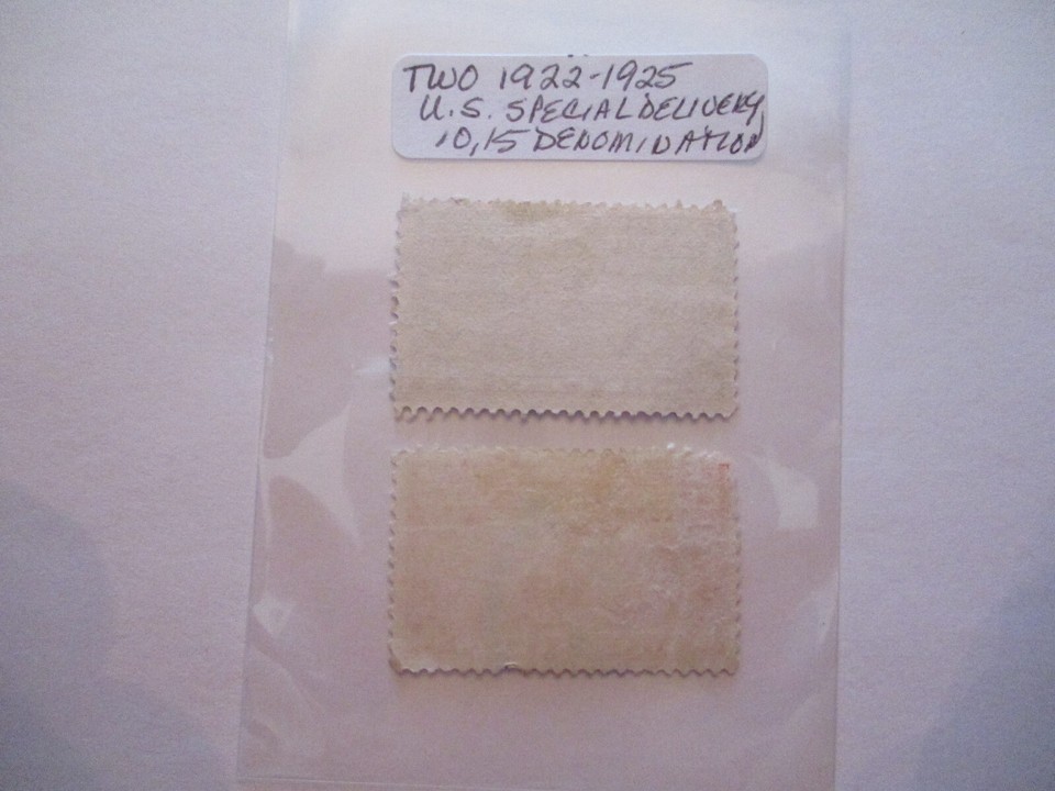 Two 1922-1925 U.S. Special Delivery Postage Stamps - 10, 15 ...