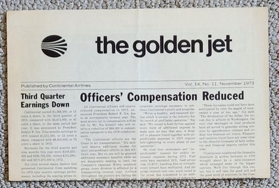 Continental Airlines "The Golden Jet" Publication 1973, Vol. 14 No. 11 ...