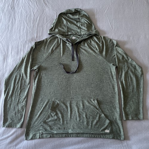 Alo Hoodie Mens Medium Green Pullover Long Sleeve Lightweight ...