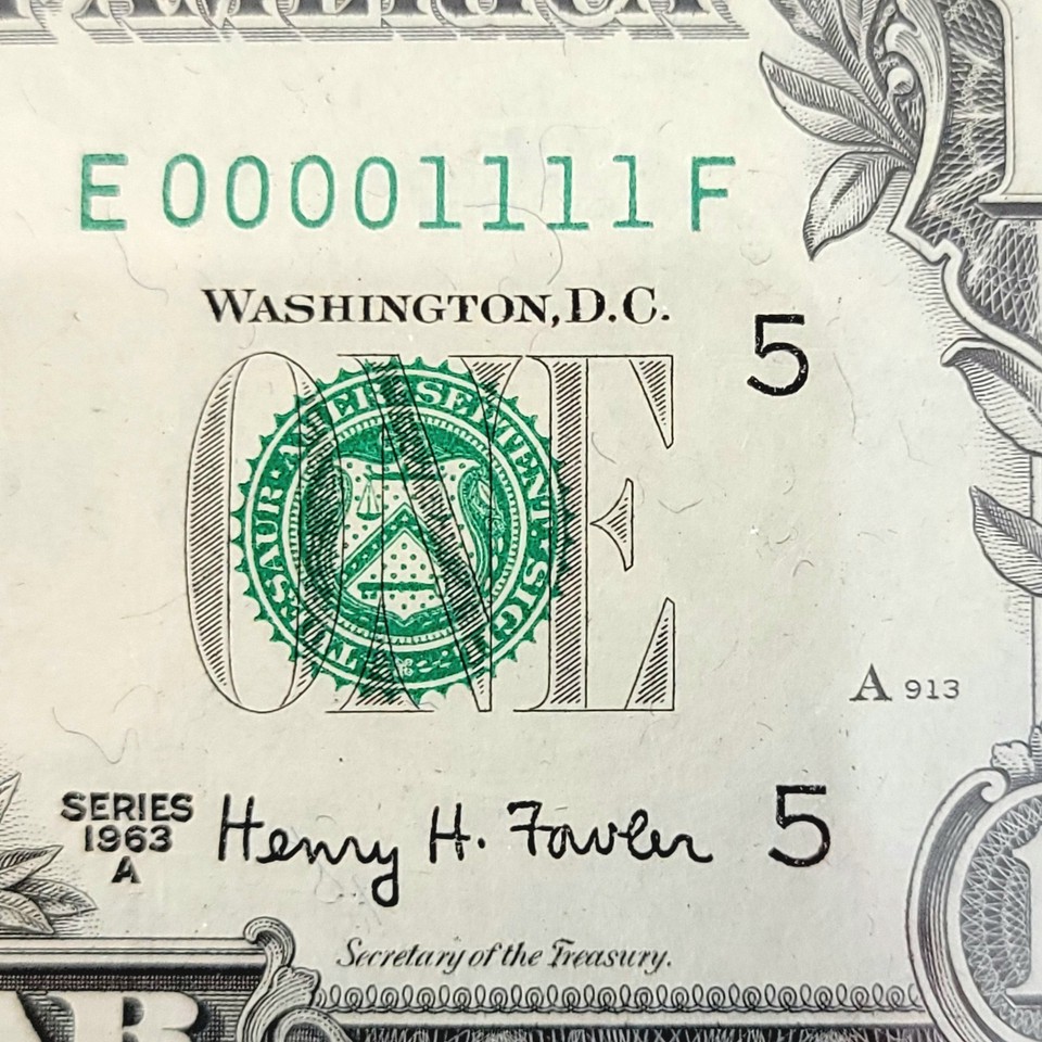 True Binary Quad Doubles Fancy Serial Number 1 Dollar Bill Gem 65 EPQ ...