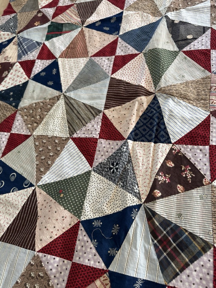 Vintage Hand Sewn 1890’s Pinwheel LeMoyne Star Patchwork Quilt 80” By ...