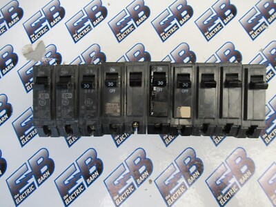 GE THQB1130 Circuit Breakers (LOT OF 10) 30 Amp 120 Volt 1P 10K Bolt On ...