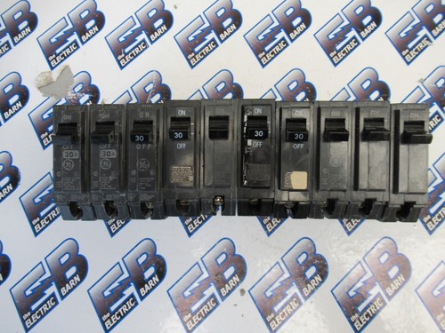 GE THQB1130 Circuit Breakers (LOT OF 10) 30 Amp 120 Volt 1P 10K Bolt On ...
