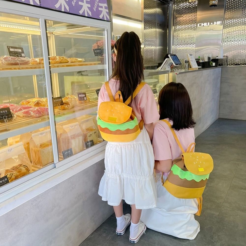 Kids Pack Kindergarten School Bag Cartoon Burger Bag Hamburger Plush ...