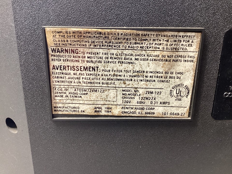 80s Vintage Zenith Data Systems ZVM-122 12" Monitor Amber Screen ...