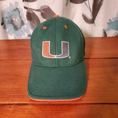 University of Miami Hurricanes Green Baseball Hat Cap Embroidered ...