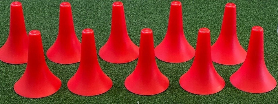 PACK of 10 Pylon Tall RED Cones Agility Sports Soccer Football ...