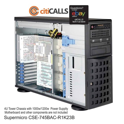 Supermicro CSE-745BAC-R1K23B Case 4U Full Tower 8x3.5"/2.5"Hot ...