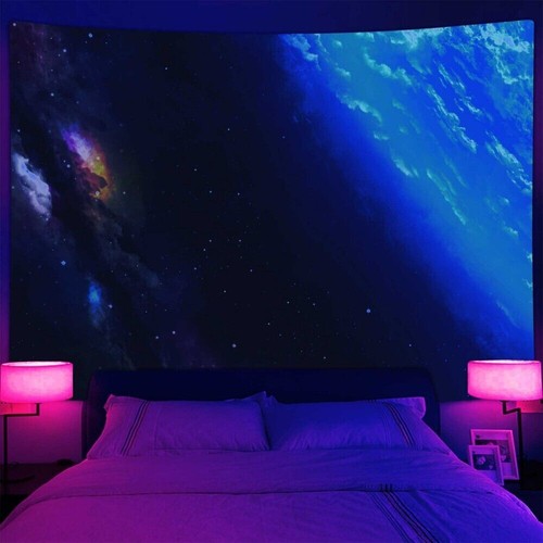 Anime Outer Space Wall Art Blacklight Poster UV Reactive Tapestry Wall ...