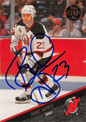 Bruce Driver autographed hockey card (New Jersey Devils, SC) 1993 Leaf ...