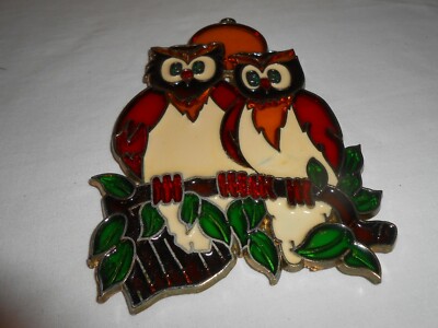 Stained Glass 2 Owl Window Suncatcher Lead Handmade | eBay