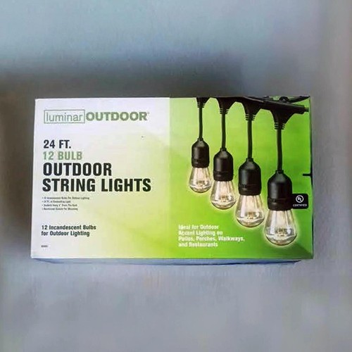Luminar Outdoor 24' 12-Bulb Outdoor String Lights, Black | eBay