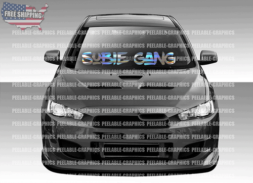 Subie Gang Windshield Banner Decal Sticker Oil Slick Rainbow ...