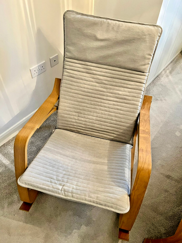 IKEA POÄNG Rocking-Chair Oak Veneer/Knisa light beige in very good ...