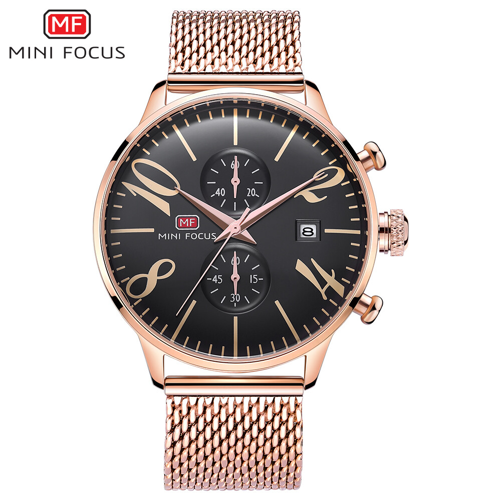 MINI FOCUS Fashion Quartz Watch Men Stainless Steel Business Waterproof ...