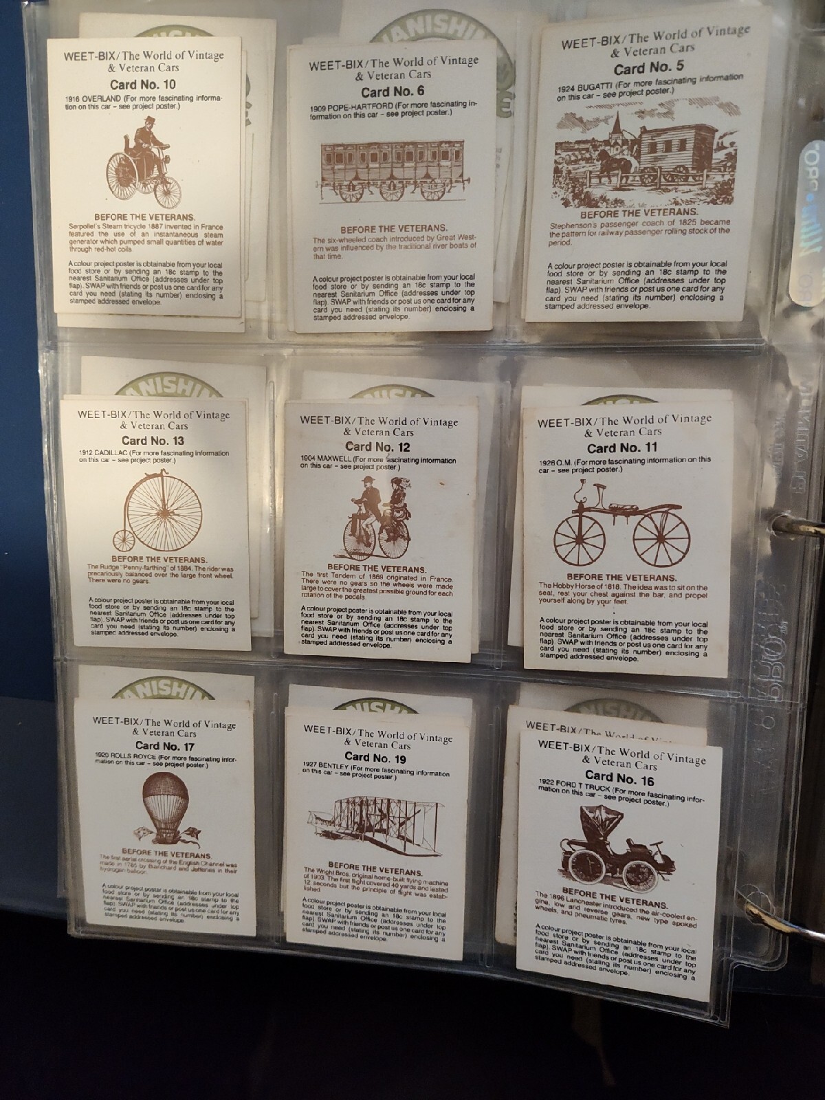 Weet-Bix The World Of Vintage And Veteran Cars Collectors Cards X13 ...