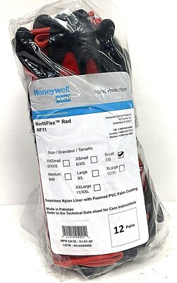12 Pairs Honeywell North NorthFlex Red NF11/7 Size Small Work Gloves ...
