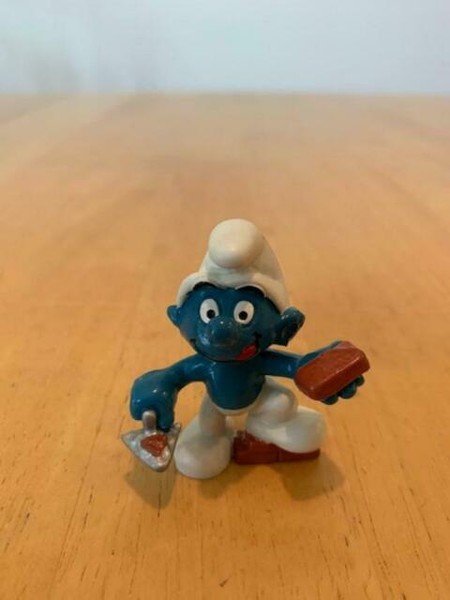 Smurfs 20148 Bricklayer Smurf Handy Mason 1981 Vintage Figure PVC Toy ...