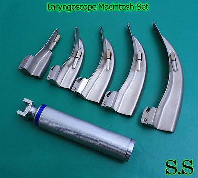 Laryngoscope Macintosh Set (1 handle C, 5 Mac Blades) LS-3089 | eBay