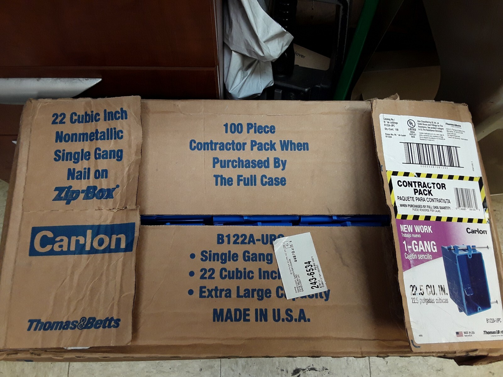 Carlon Thomas&Betts 22 Cubic Inch Nonmetallic Nail ZIp Box B122A Lot of ...