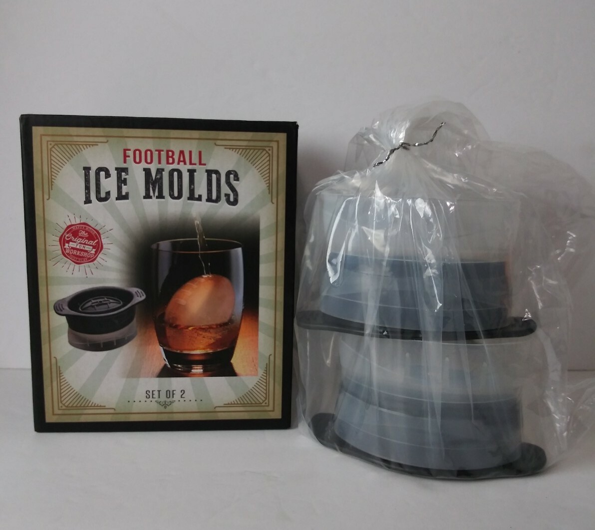 Football Ice Cube Molds Set of 2 Game Day Cocktails Bar Whiskey New in ...