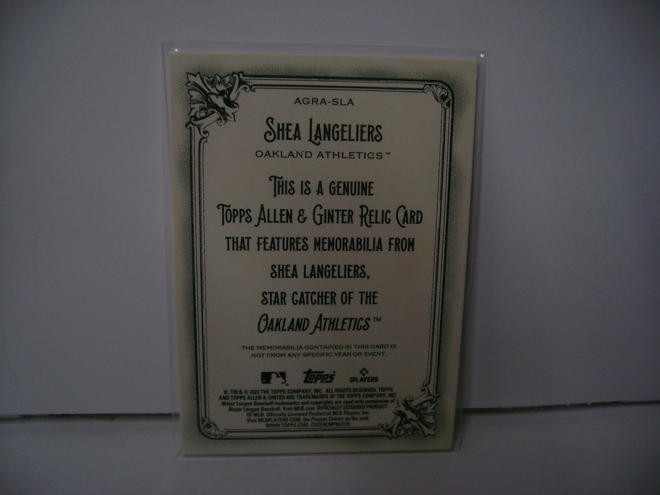 SHEA LANGELIERS 2023 TOPPS ALLEN & GINTER #AGRA-SLA ROOKIE JERSEY CARD ...