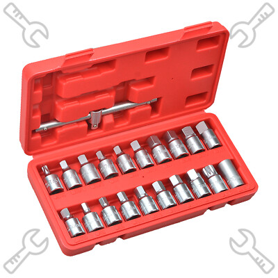 21pc Oil Drain Sump Plug Key Socket Set Gearbox & Axel Removal Wrench ...