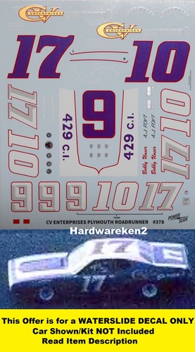 NASCAR DECAL #17 CV ENTERPRISES 1971 PLYMOUTH ROAD RUNNER DAVID PEARSON ...