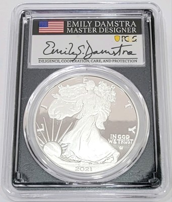 2021-W PCGS PR70DCAM Silver Eagle - Type 2 FDI Emily Damstra Signed | eBay