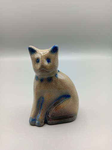 Beaumont Brothers Pottery BBP Salt Glaze Blue & Grey Cat Figurine | eBay