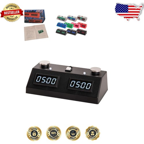 Compact Black Digital Chess Clock with Stainless Steel Sensors for ...