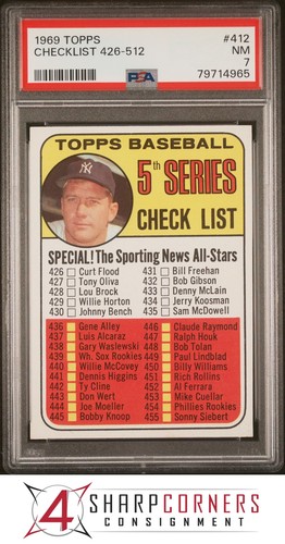 1969 TOPPS #412 BASEBALL CHECKLIST 426-512 PSA 7 | eBay