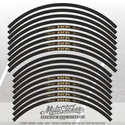 Excel Rim Decals Graphics Stickers Gold Logos 1 | Rear | Motorcycle ...