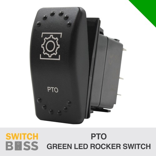 PTO LASER ETCHED Rocker Switch - Green LED 12v 24v Toggle On-Off | eBay ...