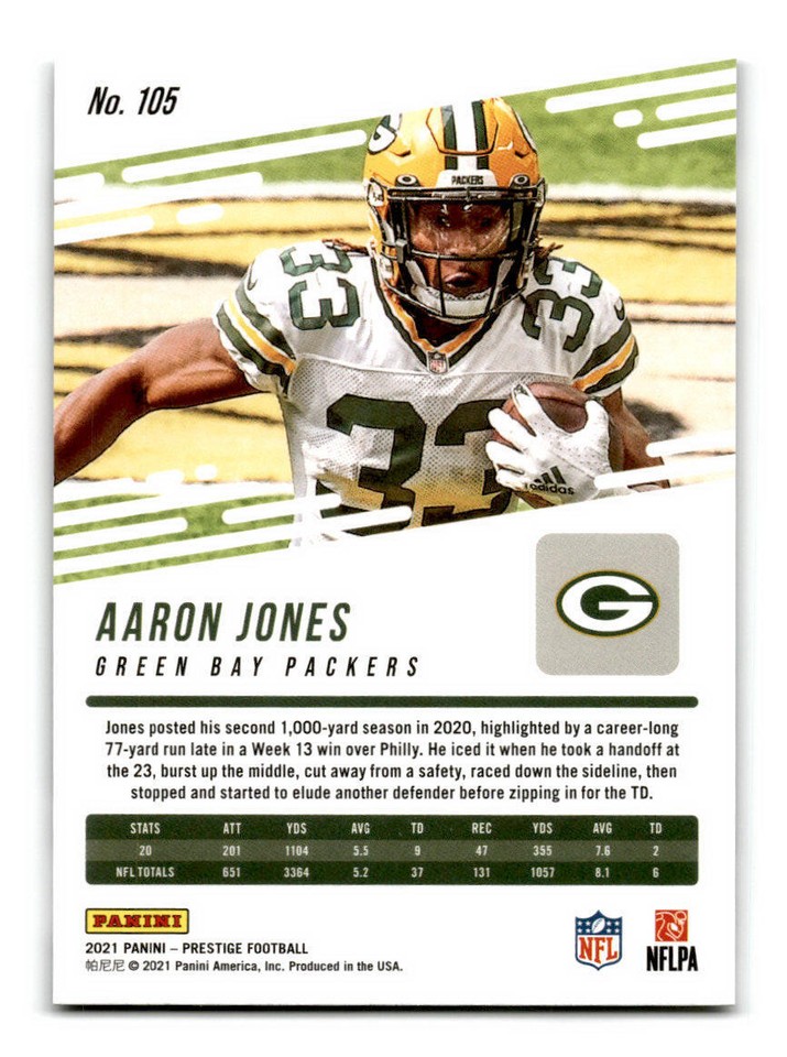 2021 Panini Prestige Aaron Jones #105 Green Bay Packers | eBay