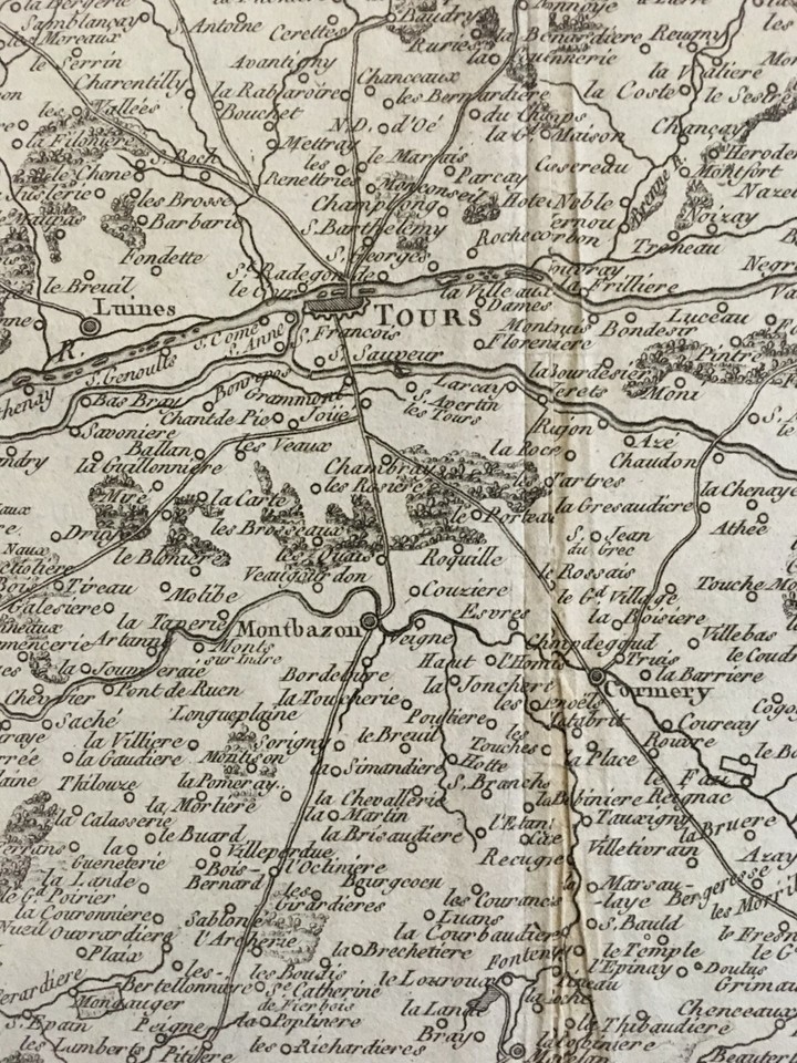 19th Century Engraving Map of Touraine Signed Numbered Tardieu ...
