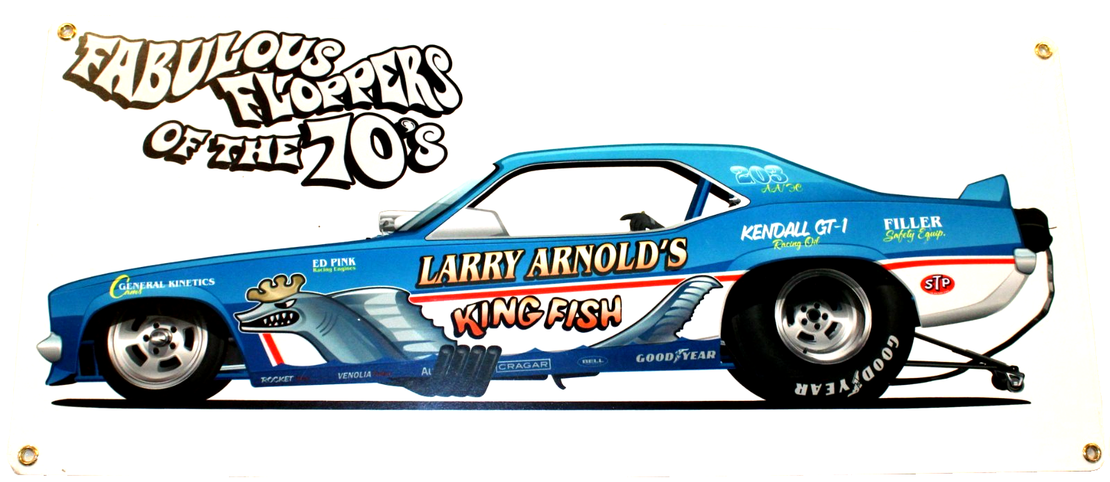 LARRY ARNOLD King Fish Nitro Funny Car Metal Garage Sign NHRA 9.5" x 21 ...