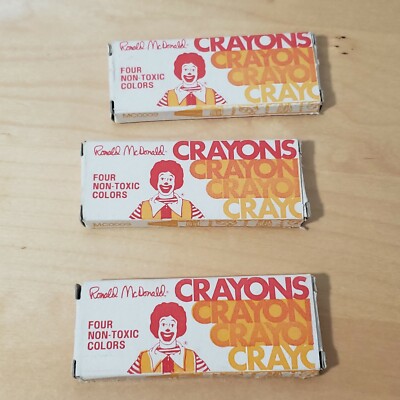 3 Vintage Ronald mcdonald crayons Packs Kids Meal Crayons | eBay